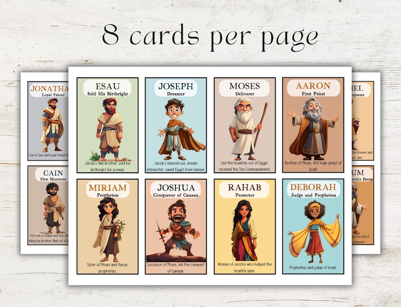 100 tarjetas educativas de personajes bíblicos, actividad para niños ...