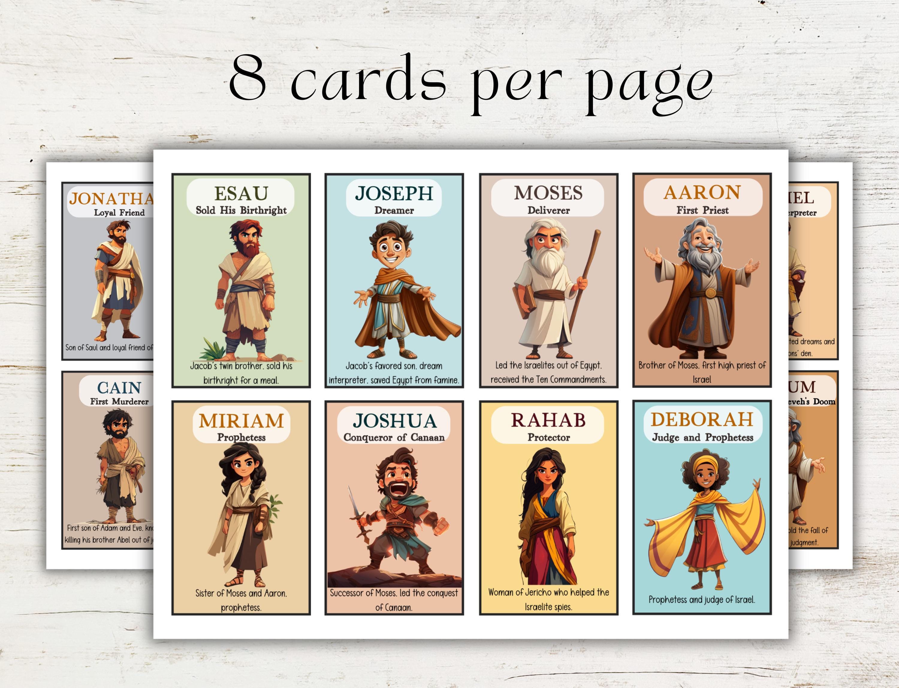 100 tarjetas educativas de personajes bíblicos, actividad para niños ...