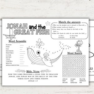 Jonah and the Great Fish Placemat, Bible Crafts and Activities for Kids ...