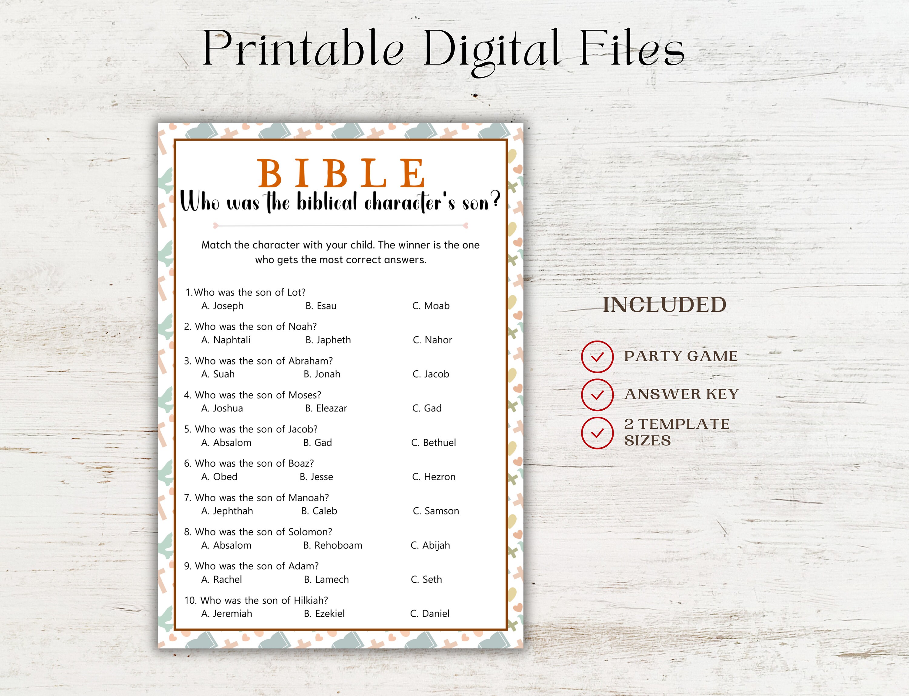 Bible Games, Who Was the Biblical Character's Son Game, Bible Games for ...