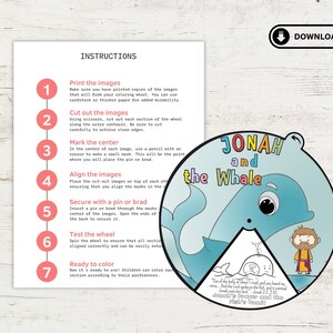 Jonah and the Whale Coloring Wheel | Bible Story Wheel | Printable ...