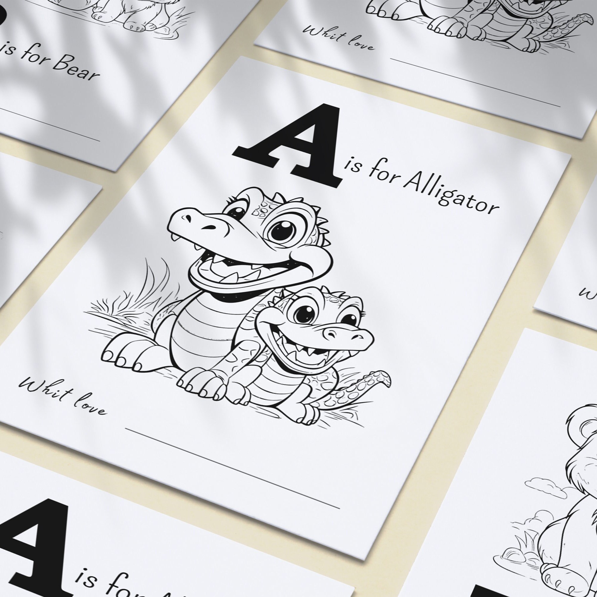 ABC Baby Shower Coloring Book Animal Alphabet Coloring Pages Baby First ...