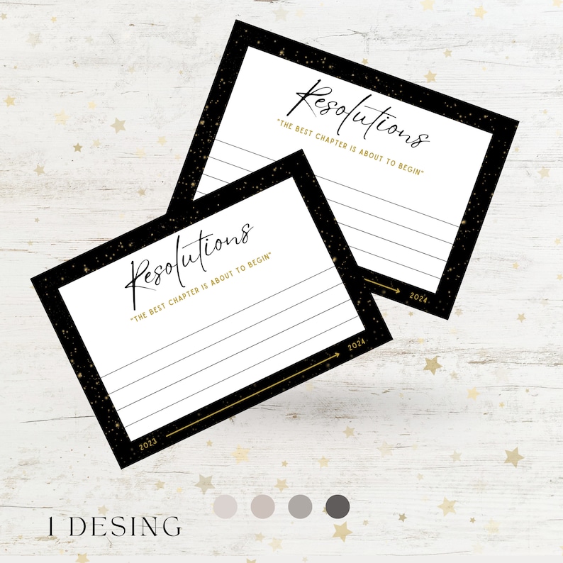 New Years Eve Resolution Cards Printable | Instant Download | NYE Party ...