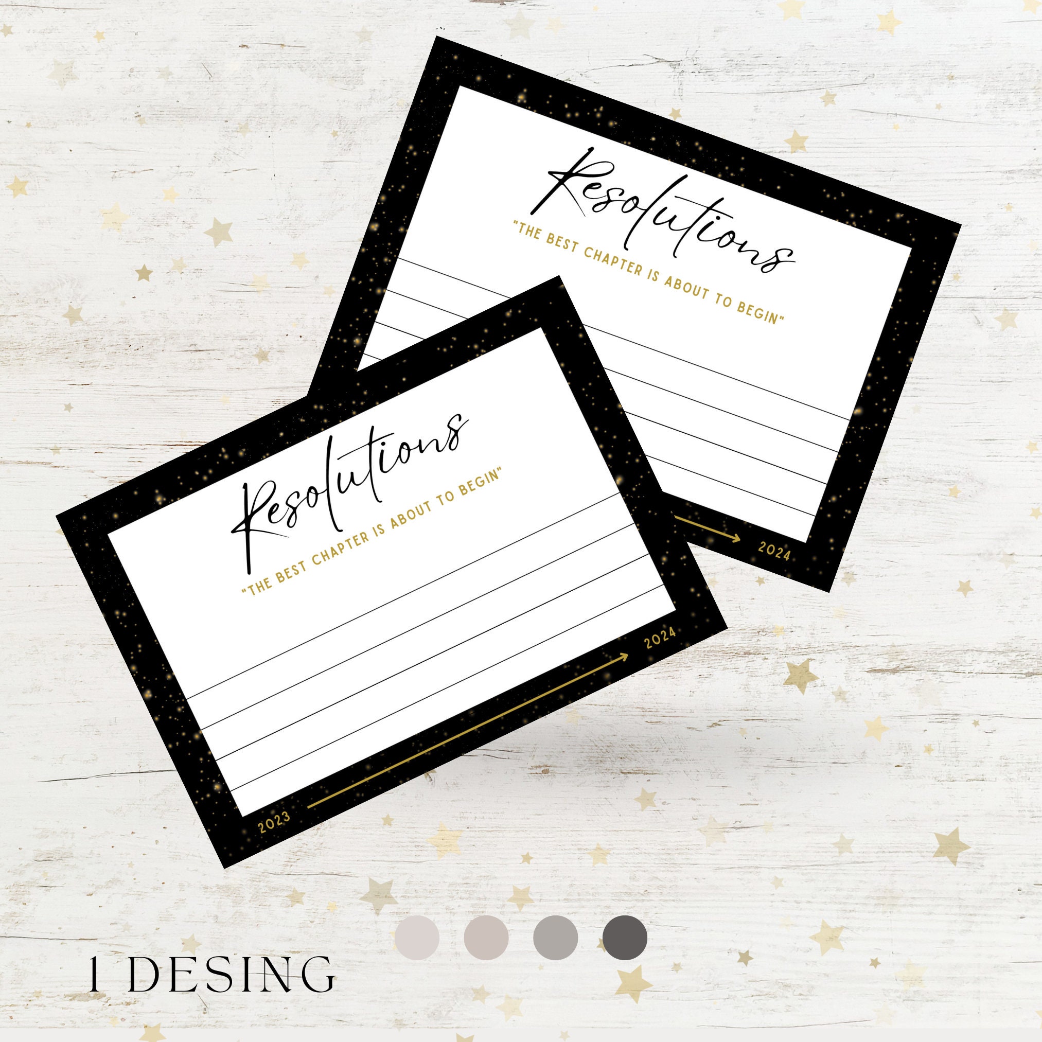 New Years Eve Resolution Cards Printable | Instant Download | NYE Party ...