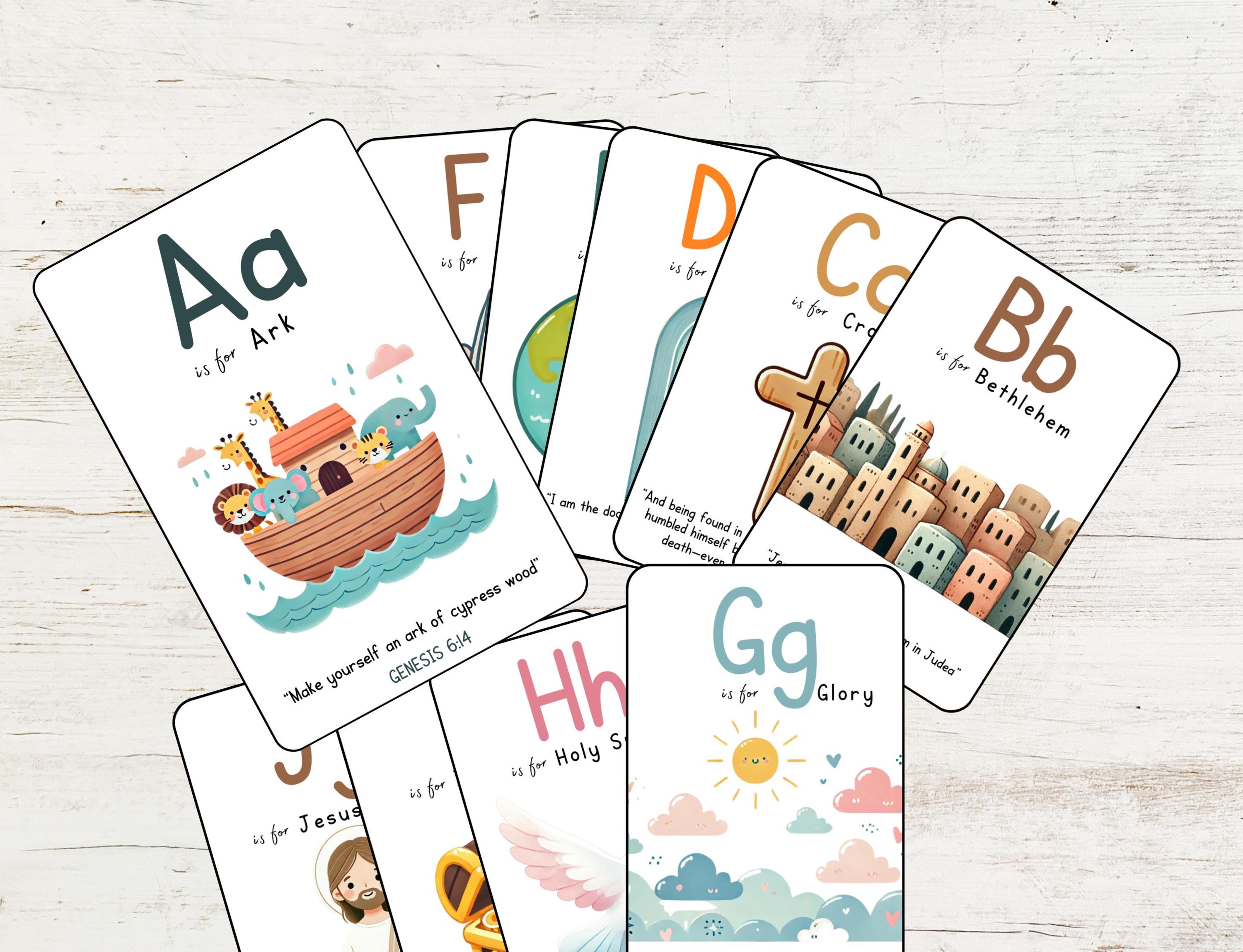 ABC Bible Scripture Flash Cards | Christian Alphabet Card Set | Kids ...