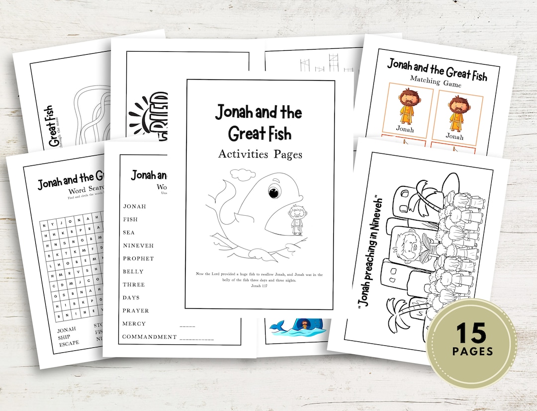Jonah and the Great Fish Activities Pages, Jonah Story for Kid, Sunday ...
