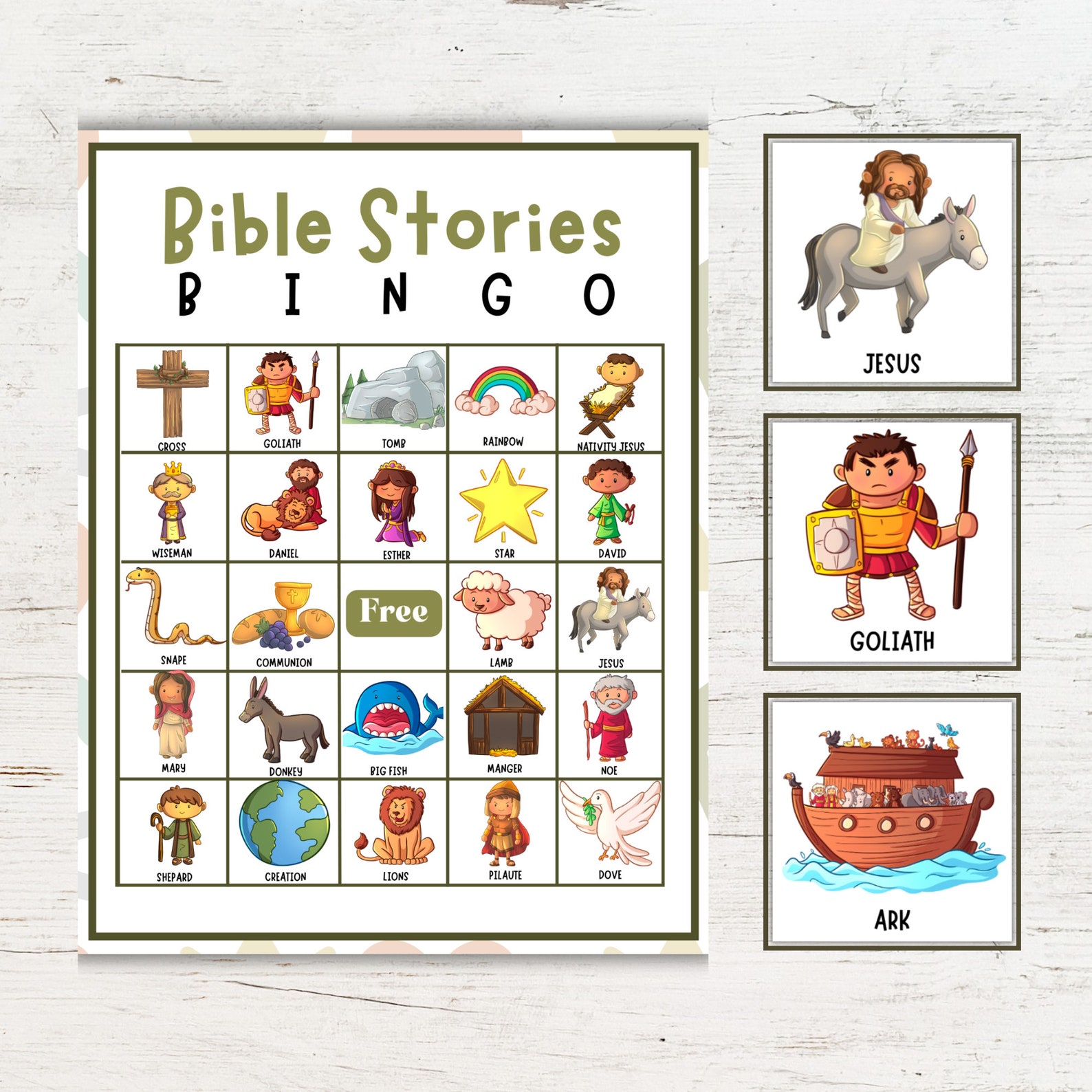 Bible Bingo, Bible Stories Bingo, Bible Activity for Kids, Sunday ...