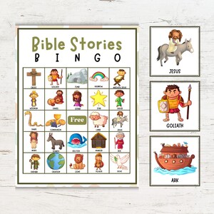 Bible Bingo, Bible Stories Bingo, Bible Activity for Kids, Sunday ...