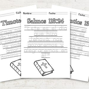 100 Bible Verses Tracing Sheets IN SPANISH | Teach Bible Verses | Kids ...