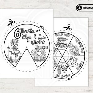 6 Truths of Who I Am in Christ Jesus Coloring Wheel, Printable Bible ...