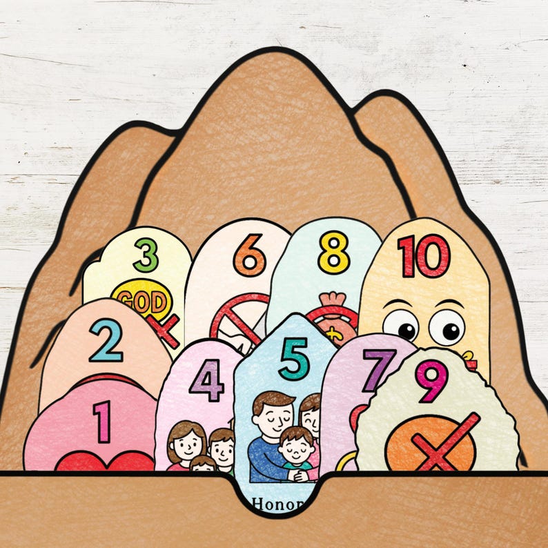10 Commandments Pocket Craft for Kids | Bible Coloring Activity ...