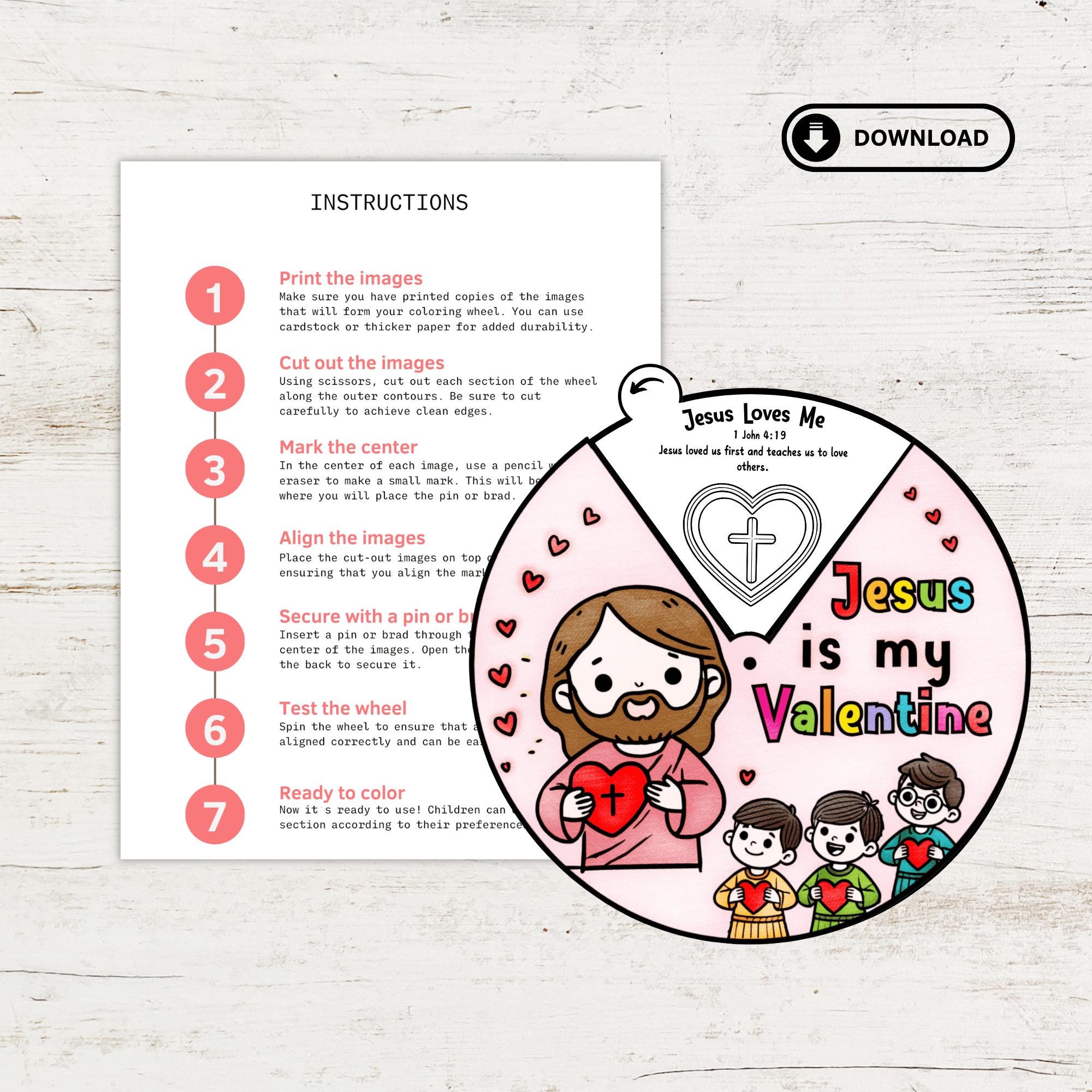 Jesus is My Valentine - Coloring Wheel for Kids | Christian Activity ...