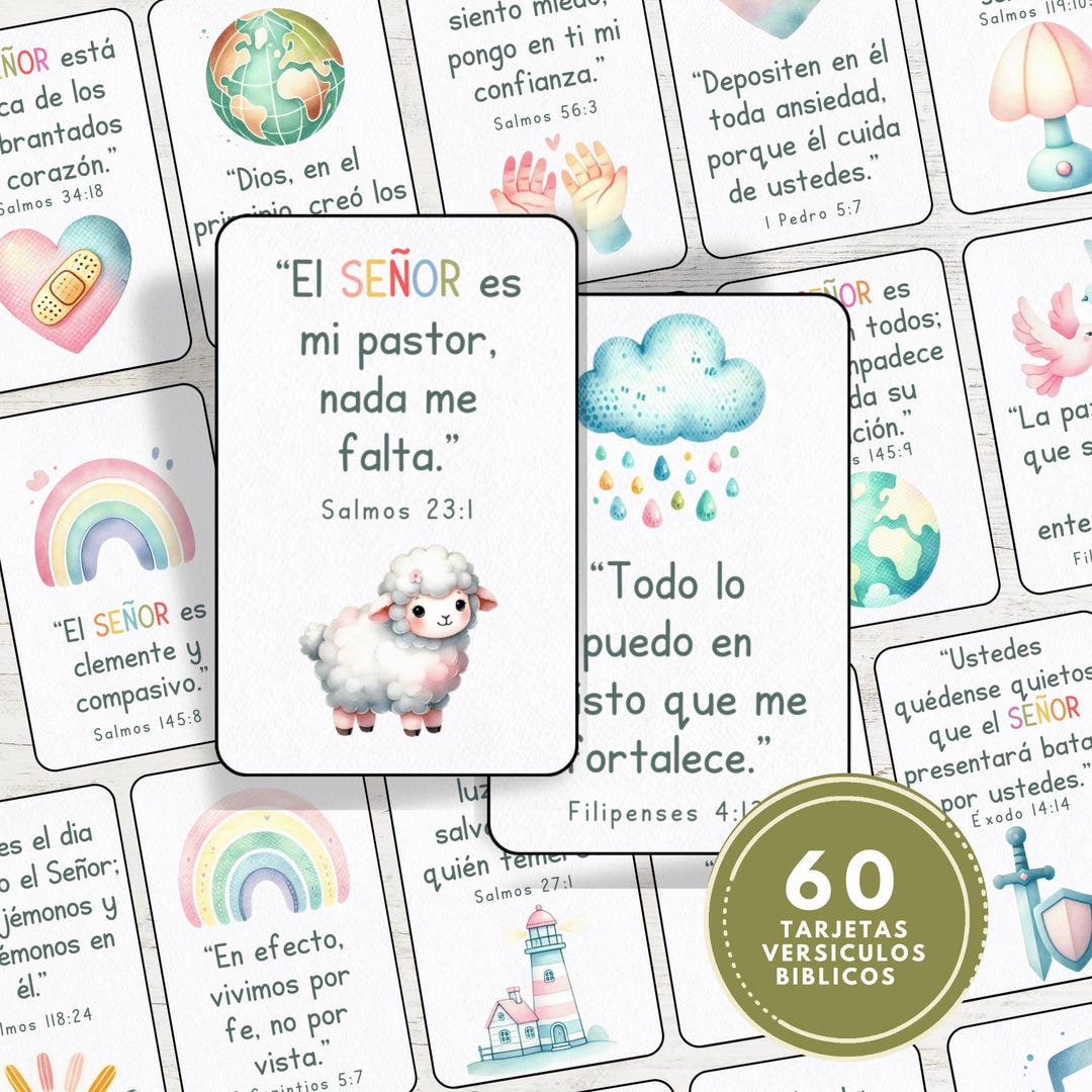 60 Bible Verse Cards IN SPANISH | Scripture Memorization Cards | Bible ...