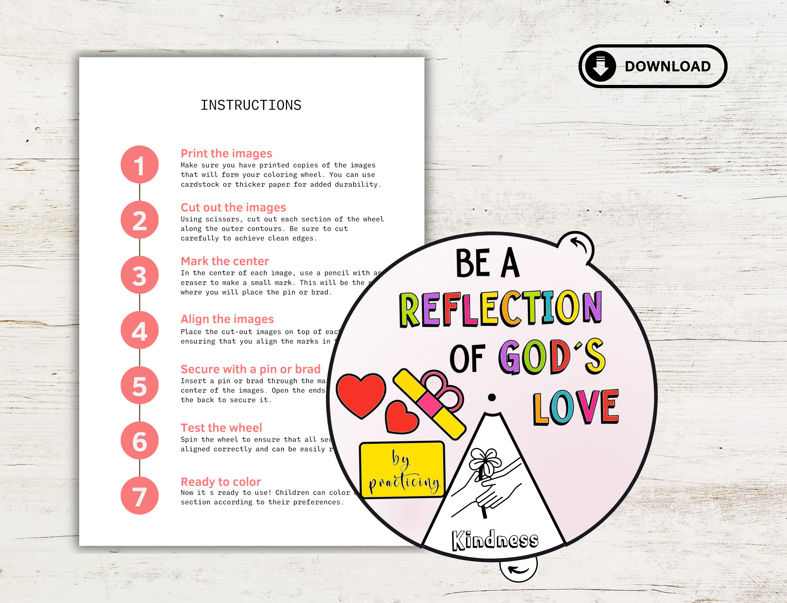 God is Love Coloring Wheel, God Coloring Wheel, Printable Bible ...