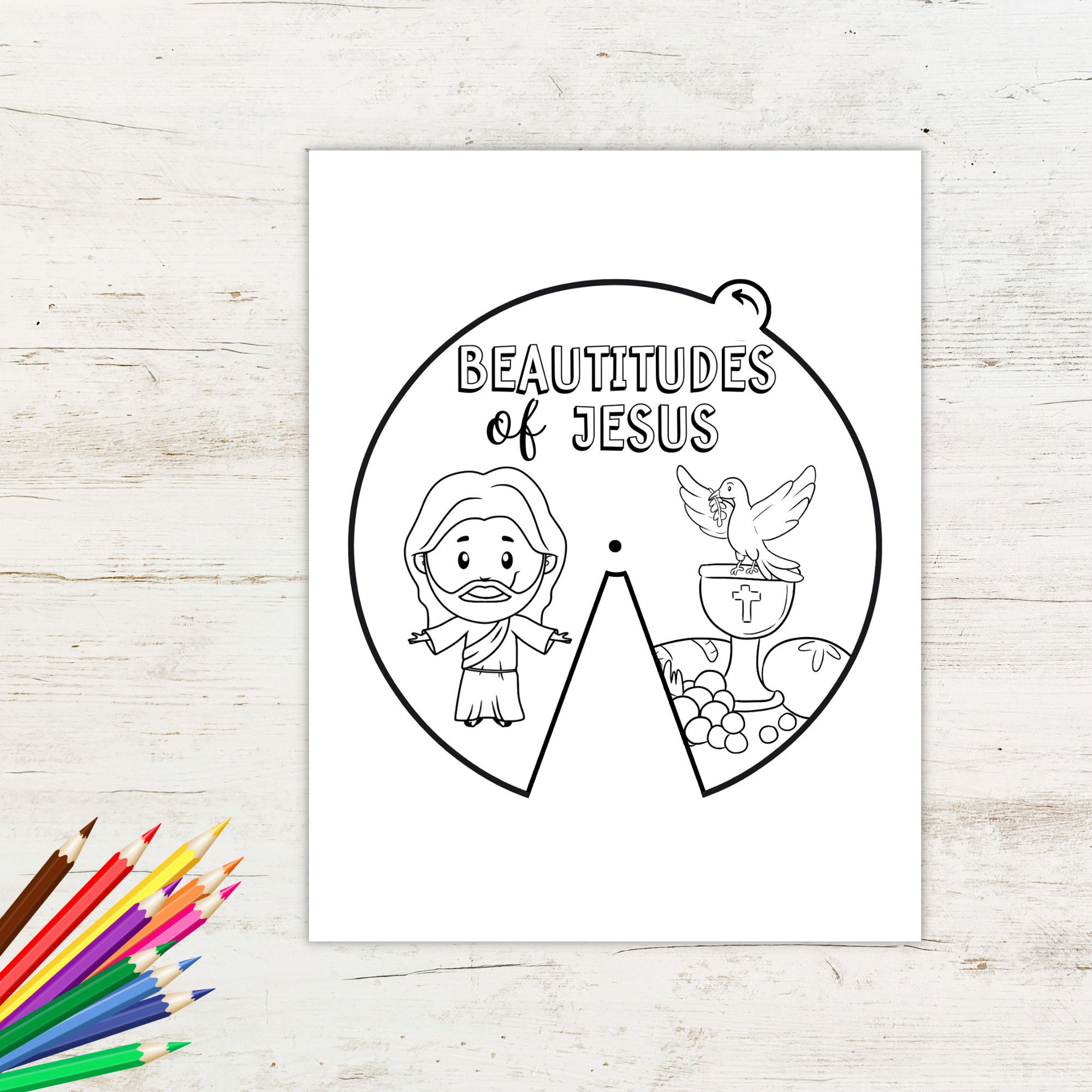 Beatitudes Coloring Wheel Bible Story Activities Printable Activity ...