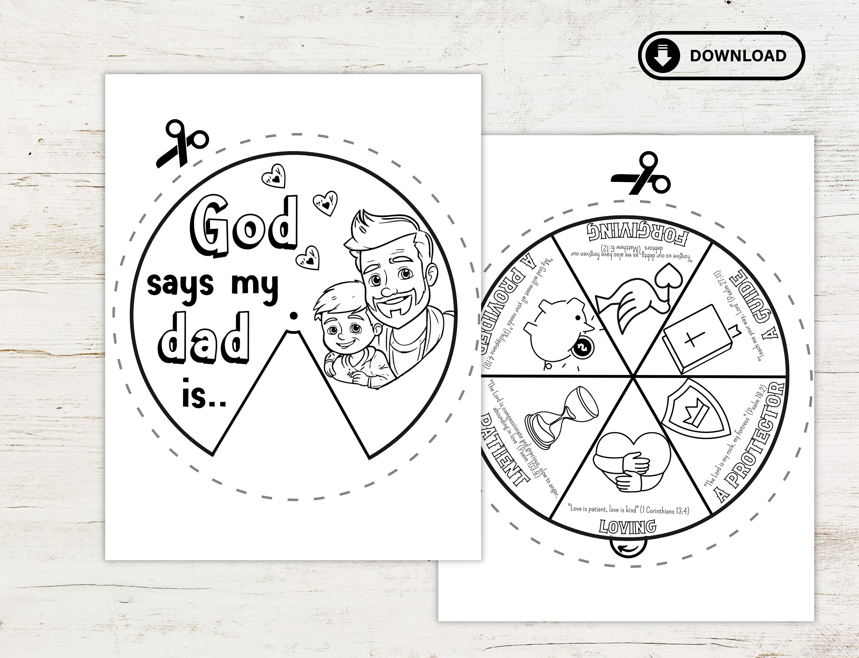 God Says My Dad is Coloring Wheel, Fathers Day Coloring Wheel ...