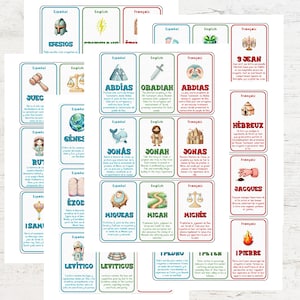 66 Books of the Bible: Trilingual Educational Cards, Activity for Kids ...