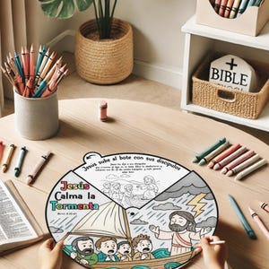 Jesus Calms the Storm IN SPANISH - Coloring Wheel | Bible Activity for ...
