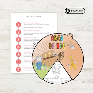 Noahs Ark Coloring Wheel SPANISH | Bible Story Activities | Printable ...