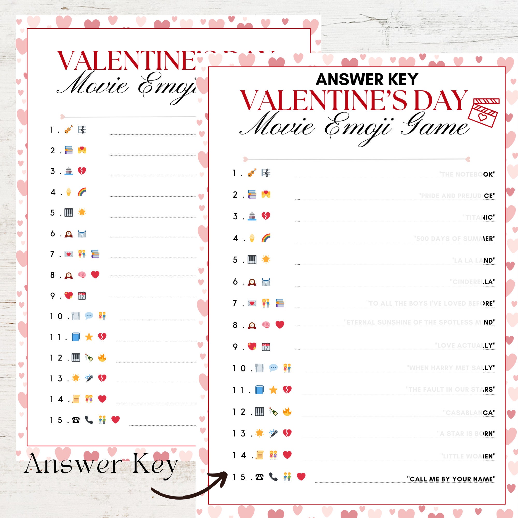 Valentines Day Movie Emoji Game Valentines Day Party Game Valentines ...