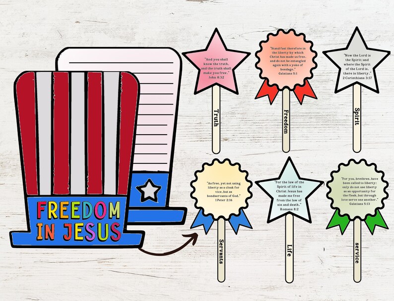Freedom in Jesus - Hat 4th of July Sunday School Bible Craft, Bible ...