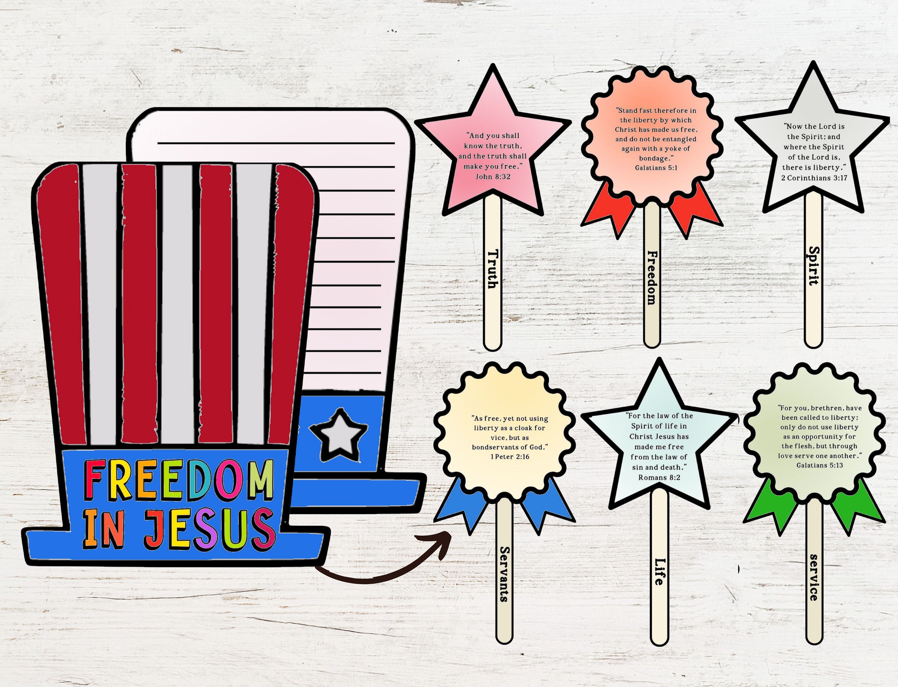 Freedom in Jesus Hat 4th of July Sunday School Bible Craft, Bible ...