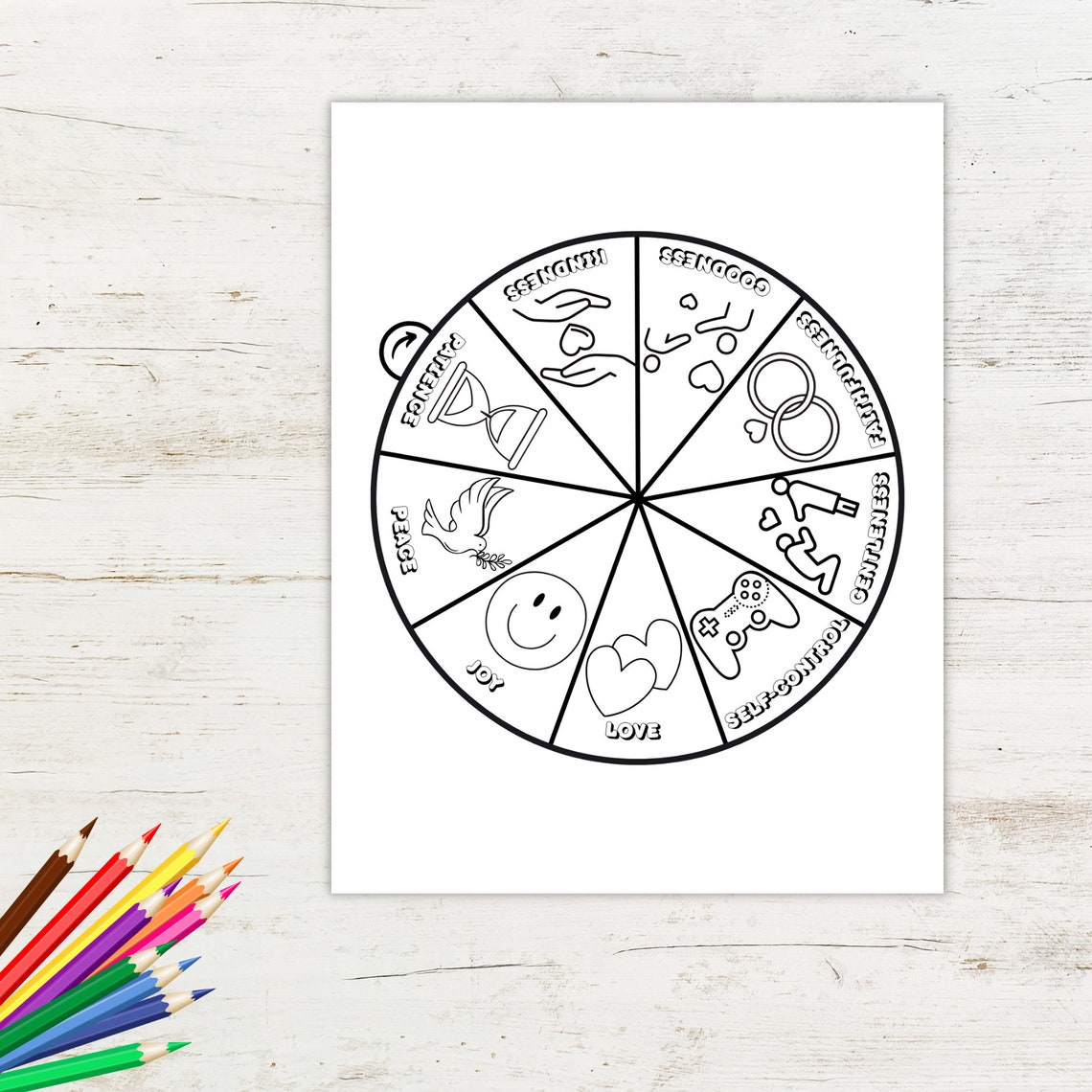 Fruit of the Spirit Coloring Wheel Coloring Wheel Printable Bible ...