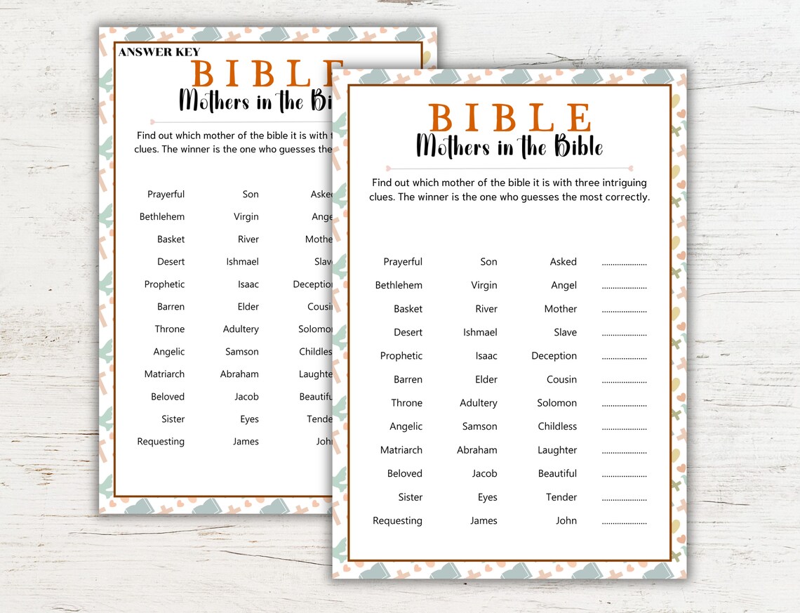 Bible Games, Mothers in the Bible Game | Bible Games for Kids, Bible ...