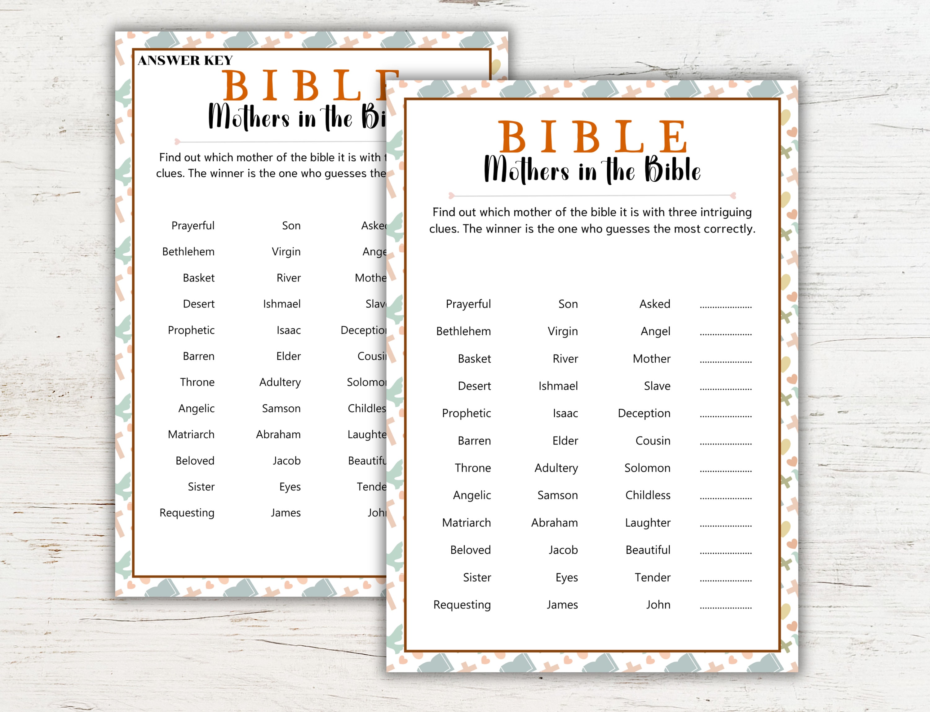 Bible Games, Mothers in the Bible Game | Bible Games for Kids, Bible ...