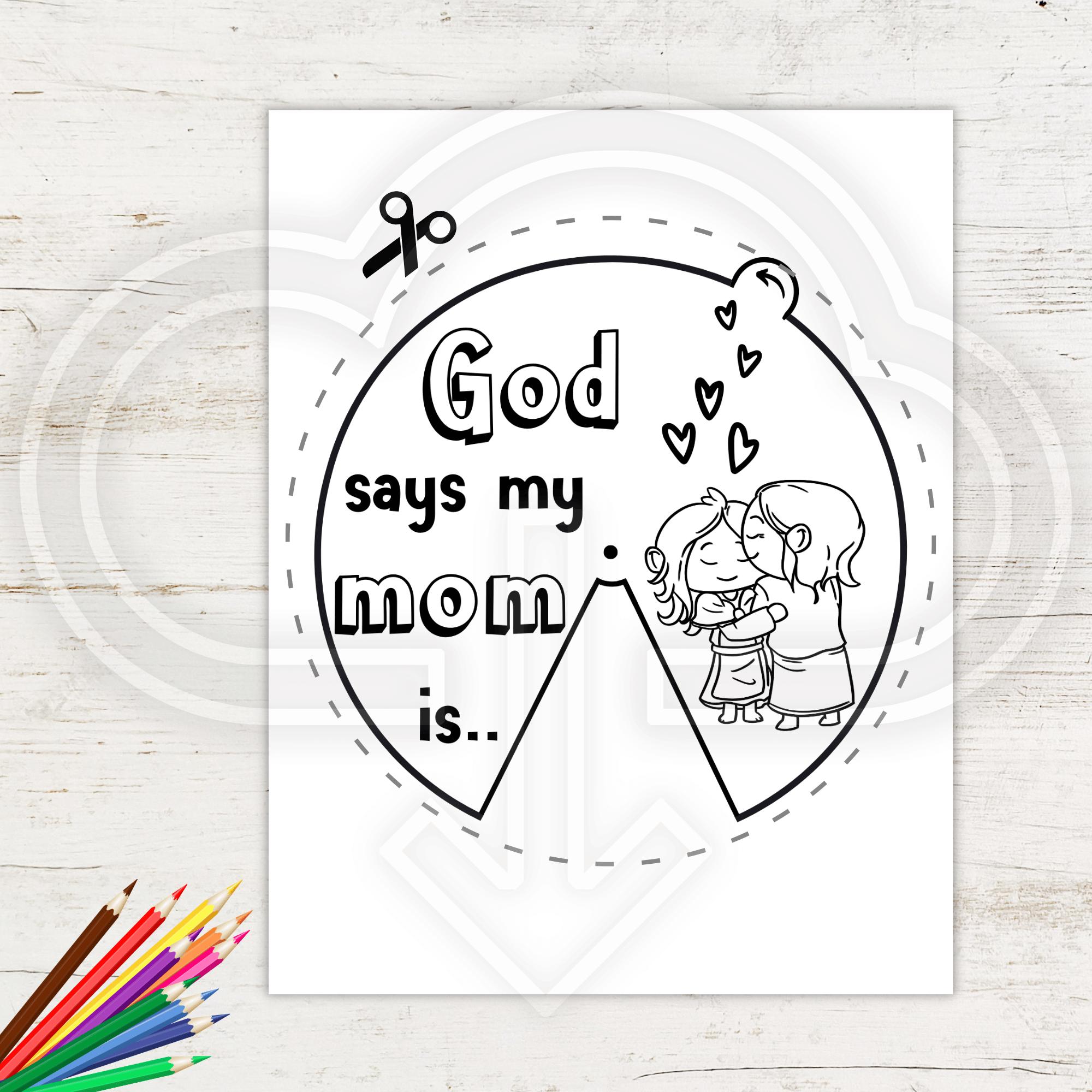 God Says My Mom is Coloring Wheel, Mothers Day Coloring Wheel ...