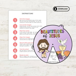 Beatitudes Coloring Wheel | Bible Story Activities | Printable Activity ...