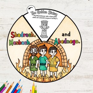 Shadrach, Meshach and Abednego Coloring Wheel | Bible Story Activity ...
