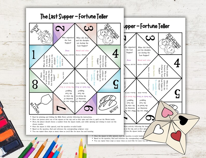 The Last Supper Holy Week Easter Story Paper Fortune Teller Cootie ...