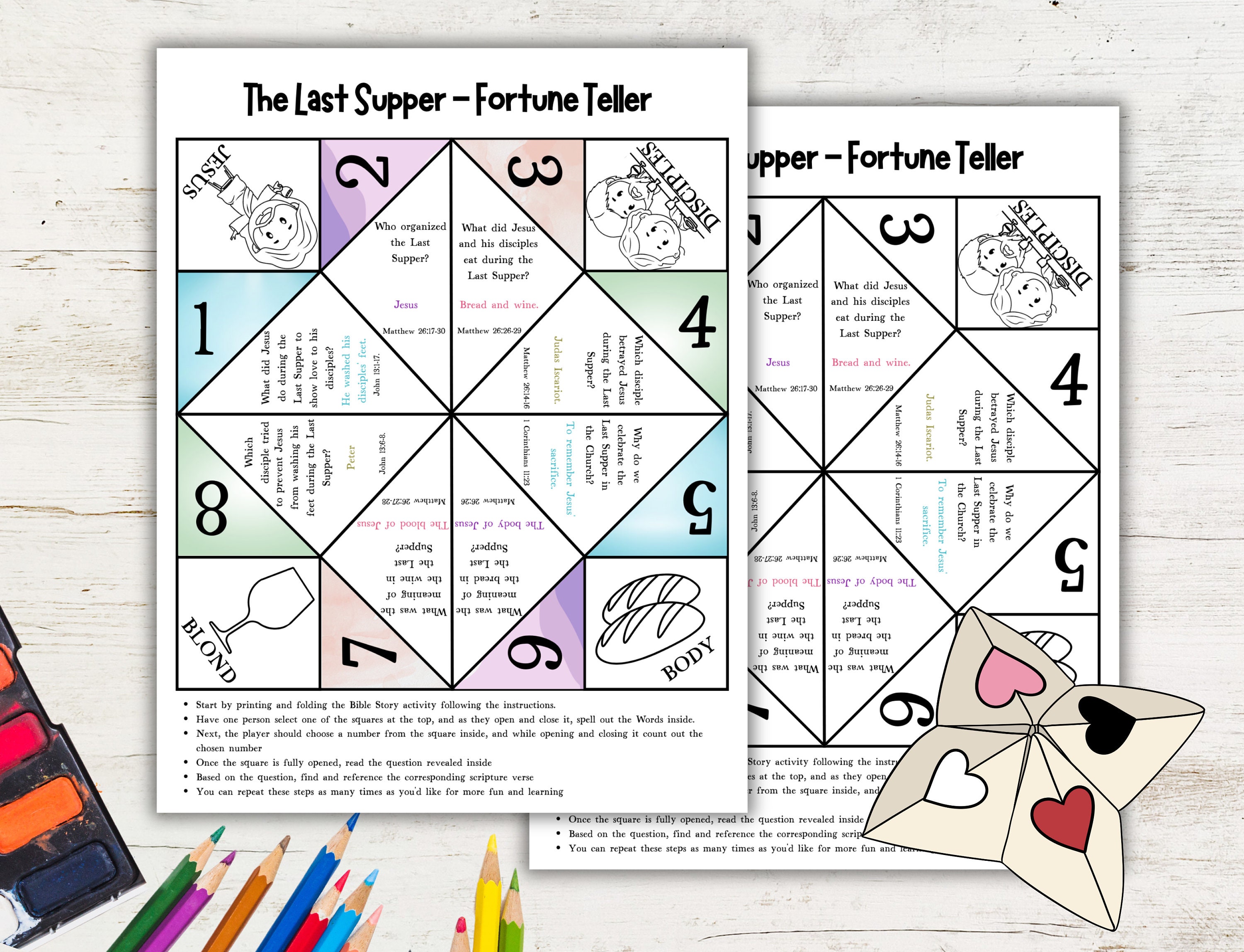 The Last Supper Holy Week Easter Story Paper Fortune Teller Cootie ...