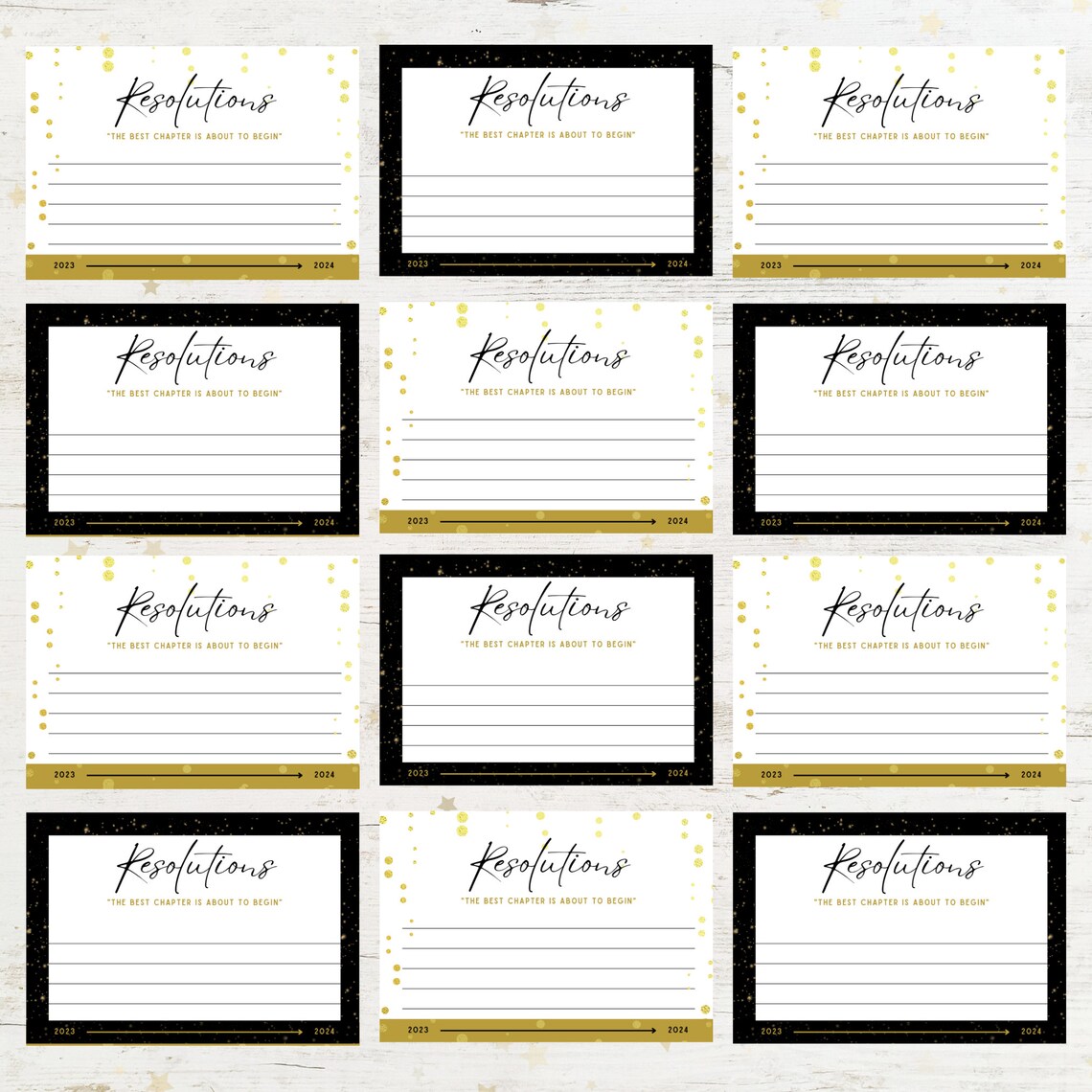 New Years Eve Resolution Cards Printable Instant Download NYE Party ...