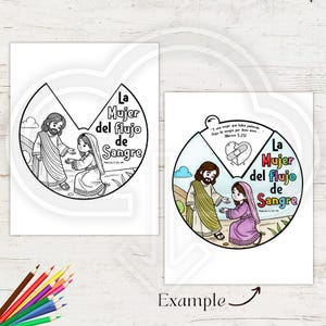 Jesus Heals the Woman With the Issue of Blood Coloring Wheel IN SPANISH ...
