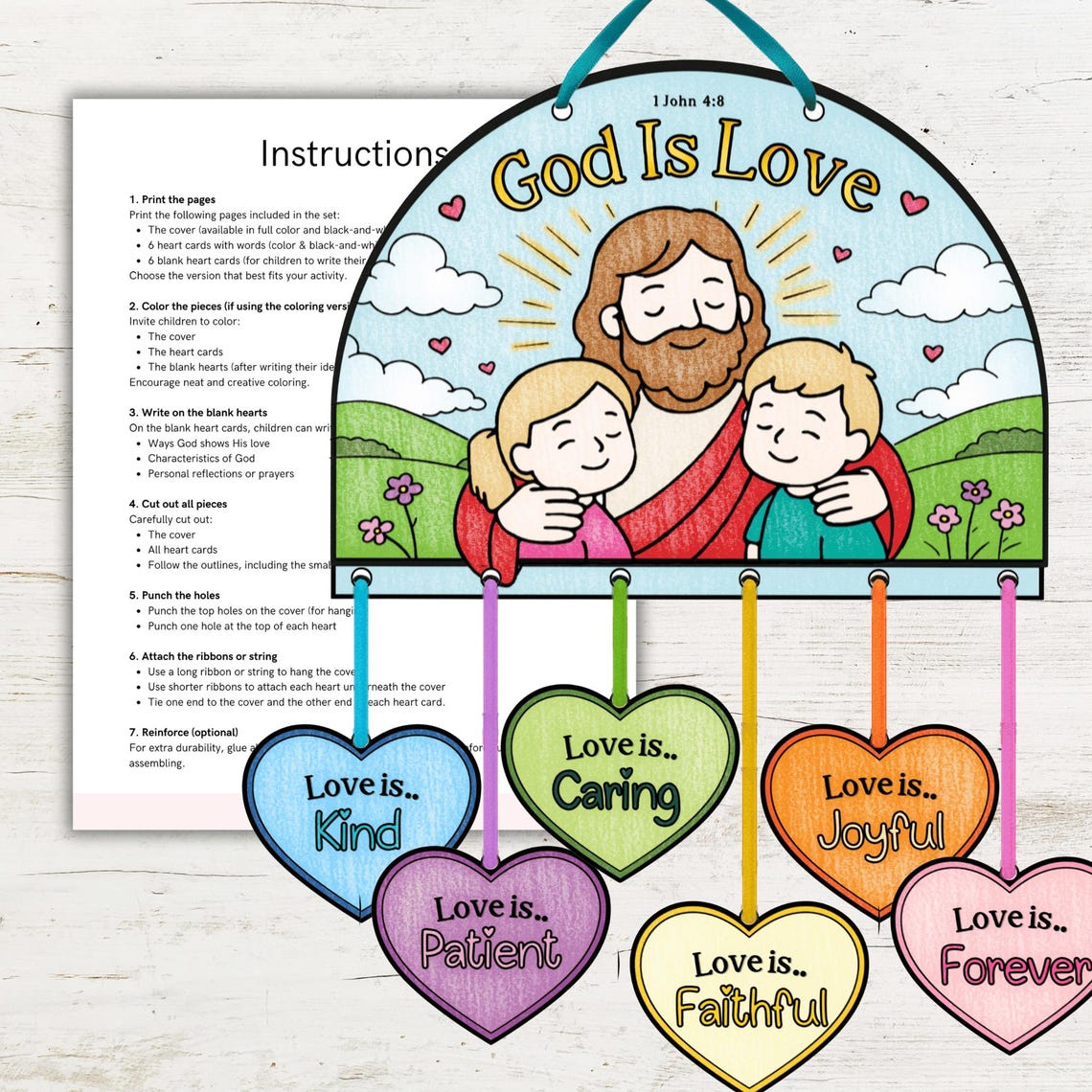 God is Love Hanging Craft | Bible Activity for Kids | Christian Hanging ...