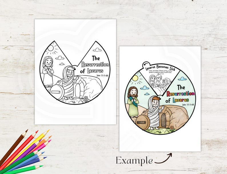 The Resurrection of Lazarus - Coloring Wheel | Bible Story Activity for ...