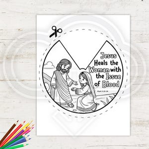 Jesus Heals the Woman With the Issue of Blood Coloring Wheel | Bible ...