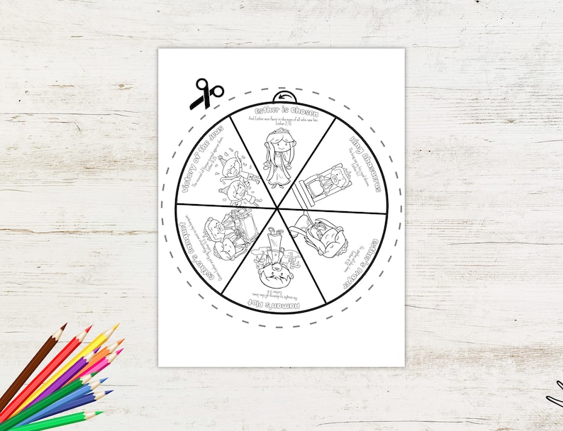 Queen Esther Coloring Wheel, Queen Esther Story Coloring Wheel ...