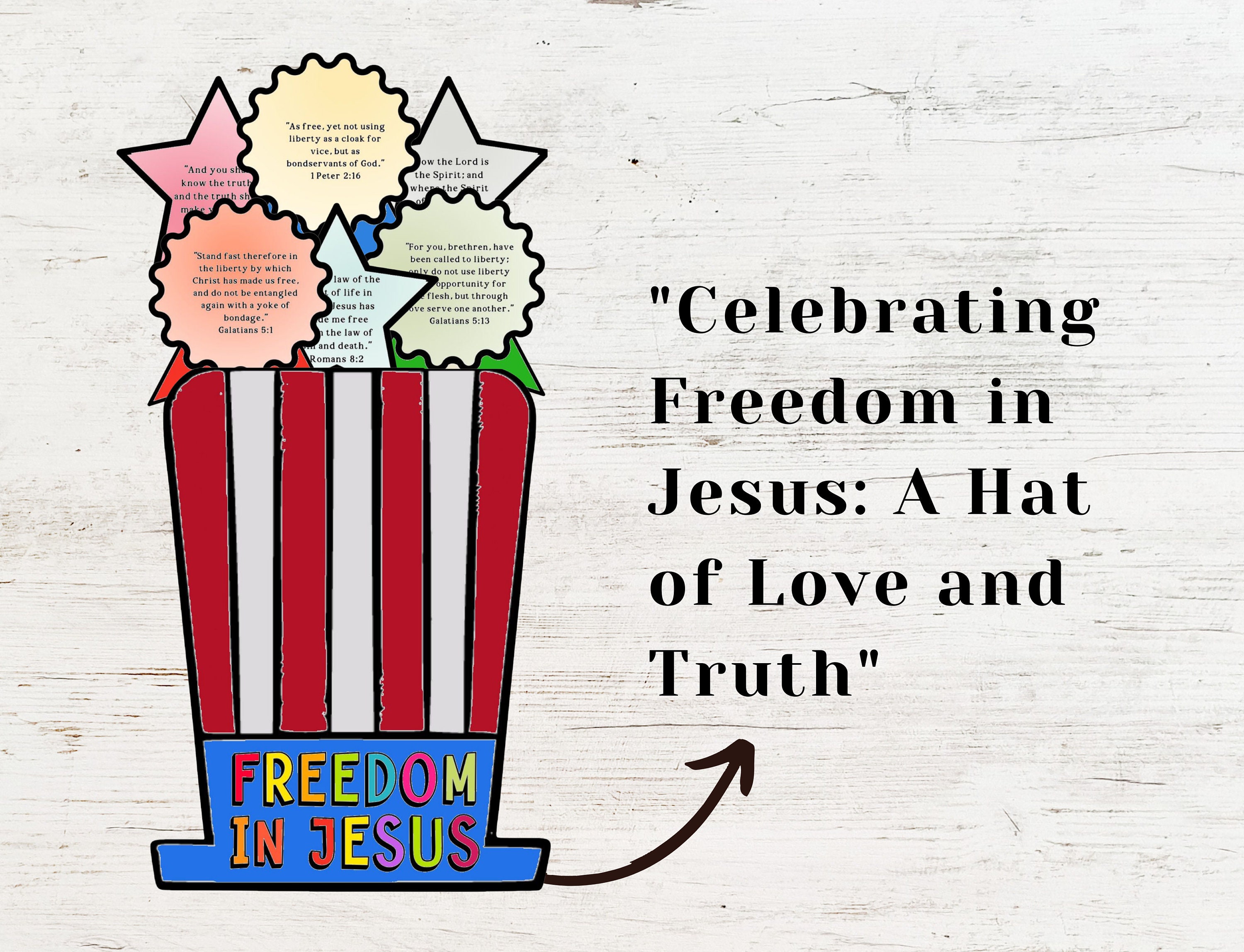 Freedom in Jesus Hat 4th of July Sunday School Bible Craft, Bible ...