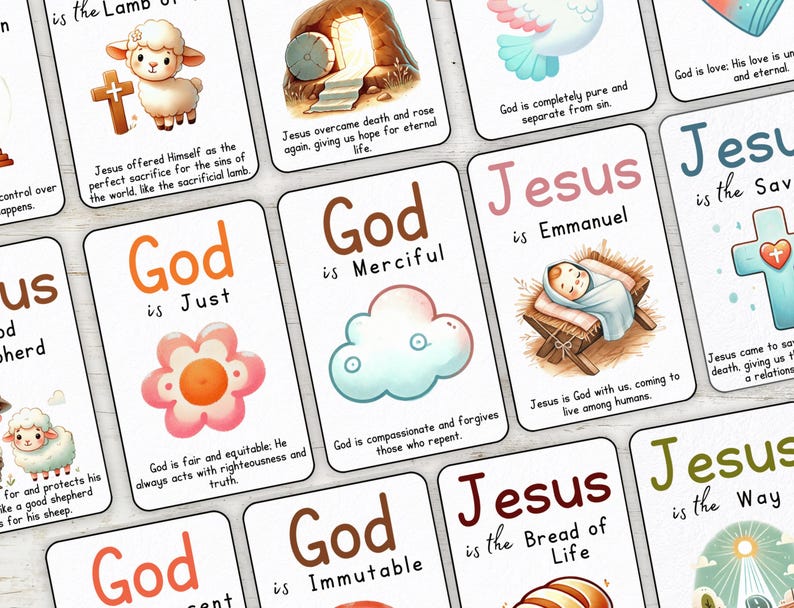 Attributes of God and Jesus Flashcards for Kids | Christian Education ...