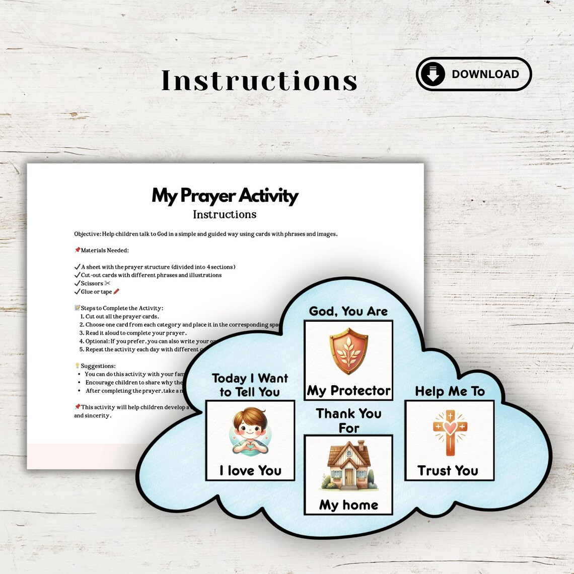 Interactive Prayer Craft for Kids | Printable Bible Activity | Sunday ...
