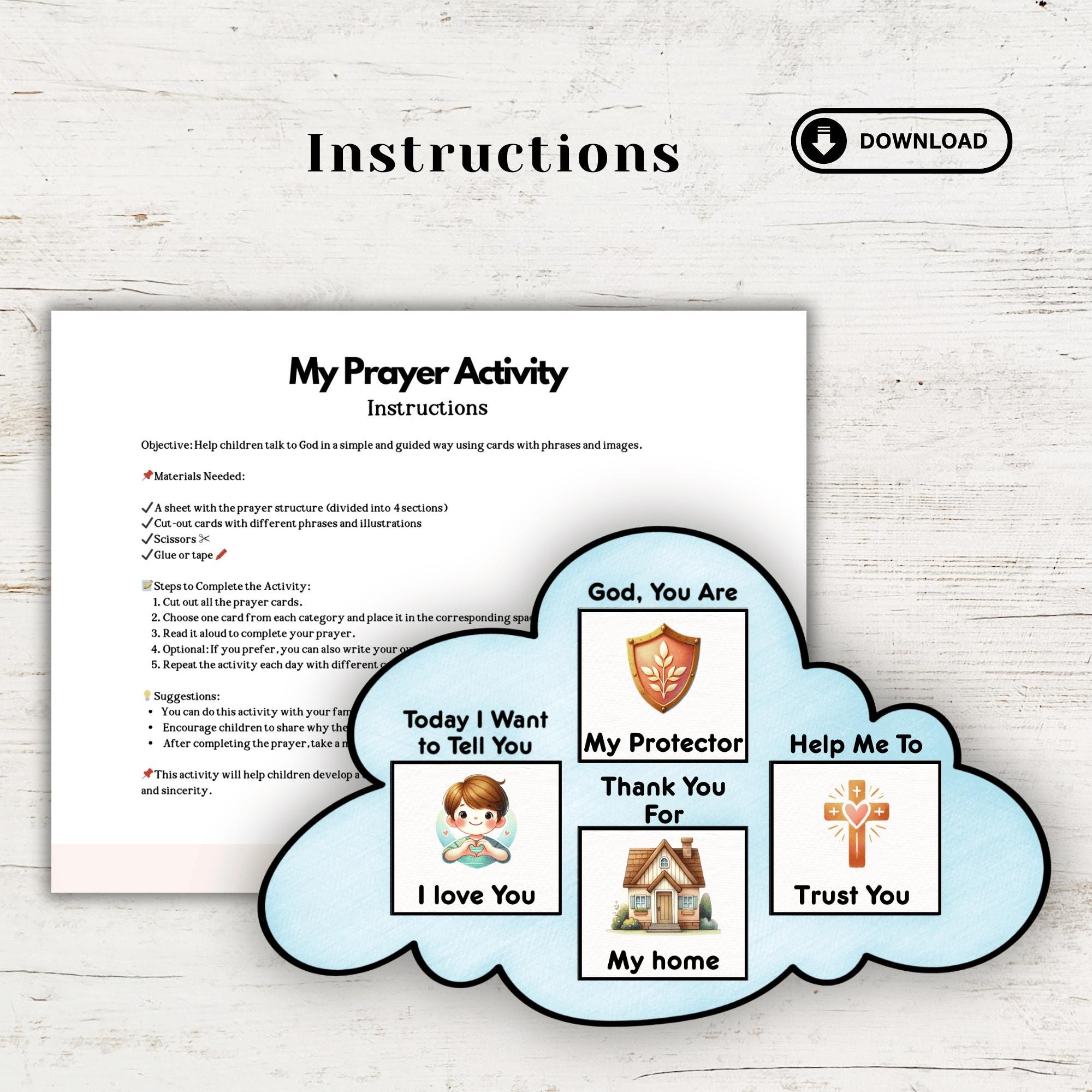 Interactive Prayer Craft for Kids | Printable Bible Activity | Sunday ...