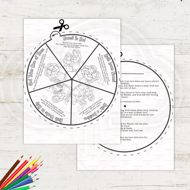 Ruth and Naomi Coloring Wheel | Bible Story Activity for Kids ...