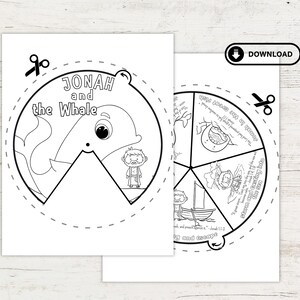 Jonah and the Whale Coloring Wheel | Bible Story Wheel | Printable ...