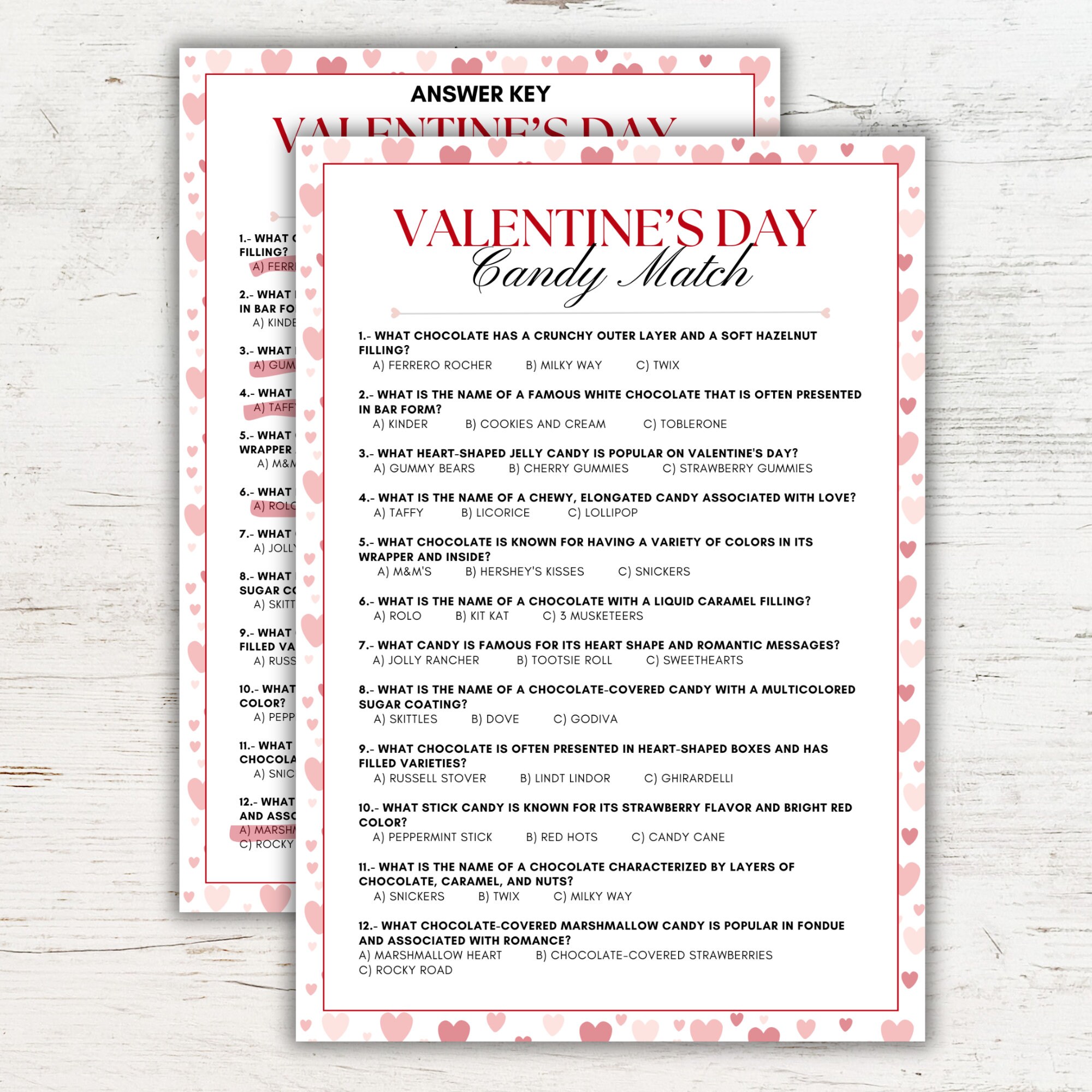 Valentines Day Games Couple Games Printable Date Night Games Fun Party ...