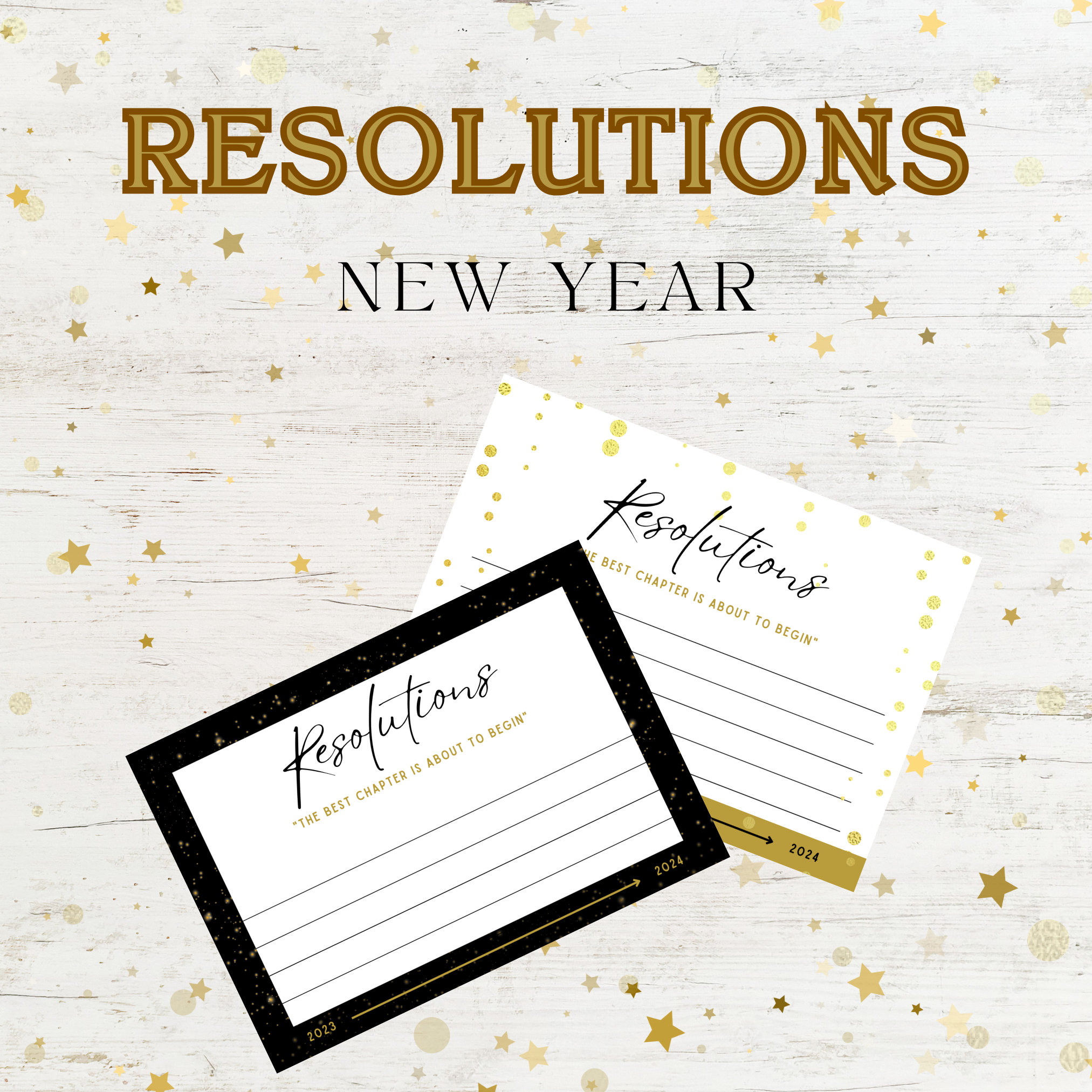 New Years Eve Resolution Cards Printable | Instant Download | NYE Party ...