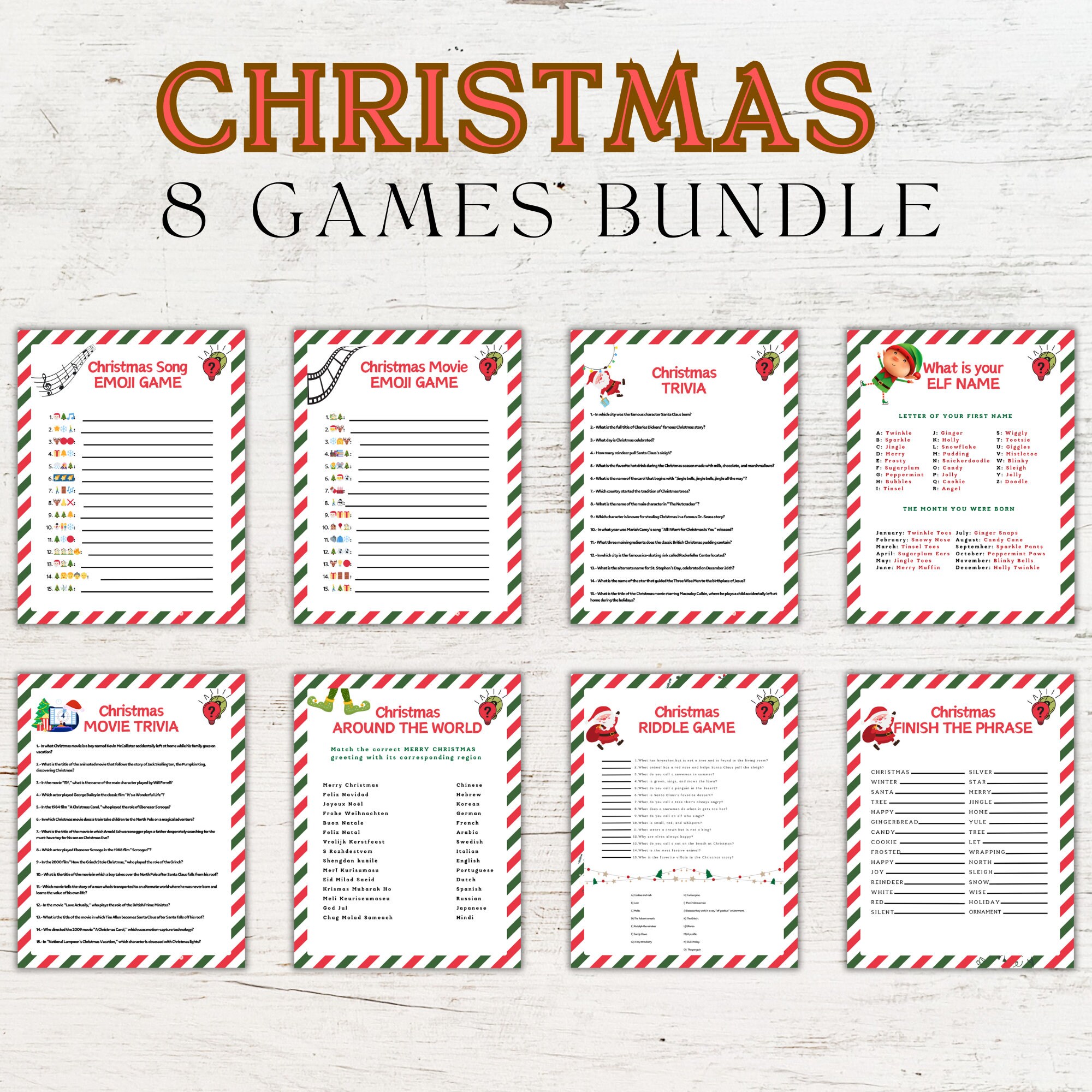 Printable Christmas Game Bundle Christmas Party Games Christmas Games ...