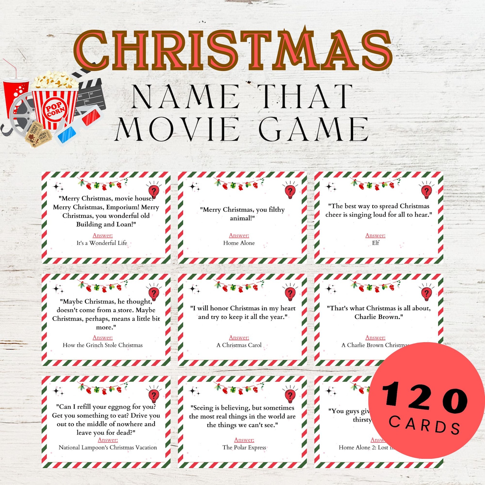 Christmas Name That Movie Game Printable Christmas Movie Game Christmas ...